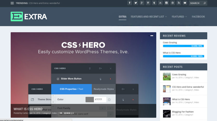 Editing the Extra WordPress Theme with CSS Hero