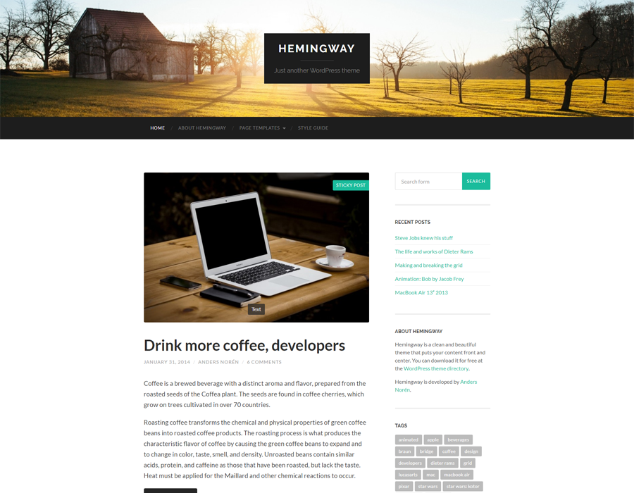Customize the Hemingway WordPress Theme with CSSHero
